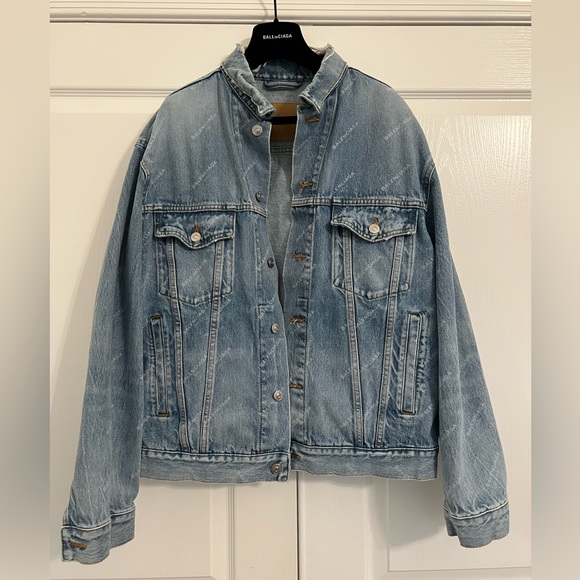 Balenciaga | Jackets & Coats | Balenciaga Logo Jean Jacket | Poshmark